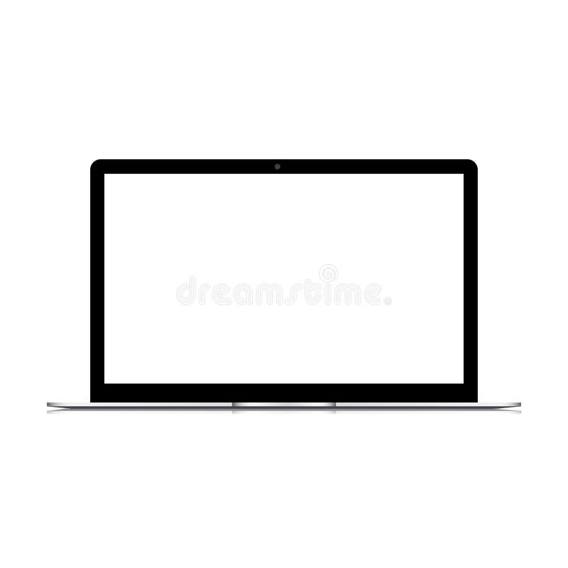 White Computer Monitor Mockup with Blank Screen - Front View. Vecto ...