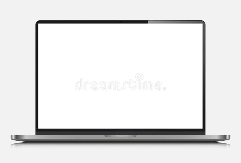 Realistic Laptop Layout with White Screen and Reflection. a Modern ...