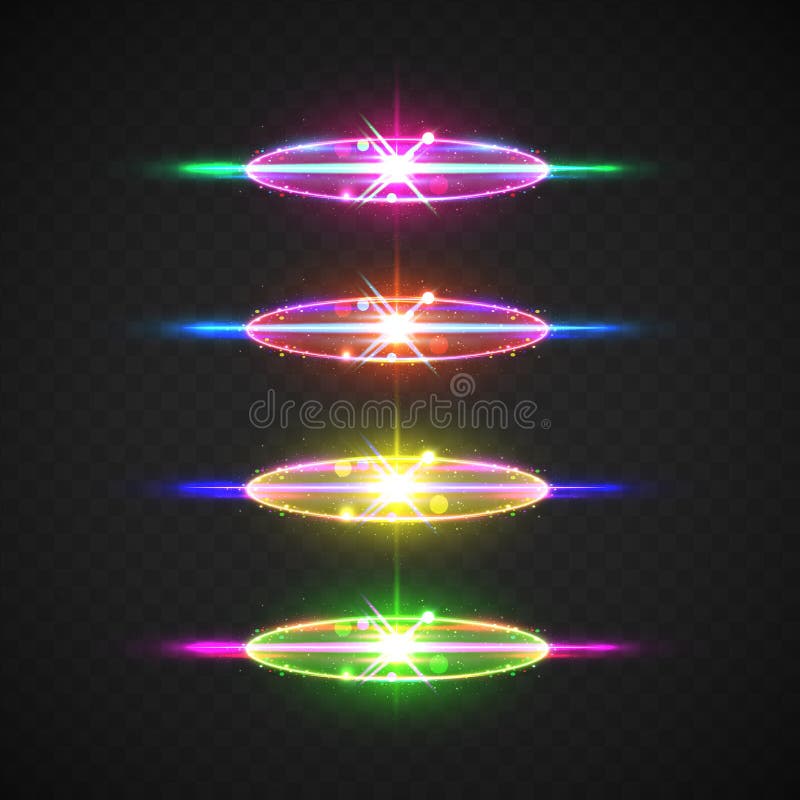 Realistic Lens Flare Elements Collection Stock Vector - Illustration of ...