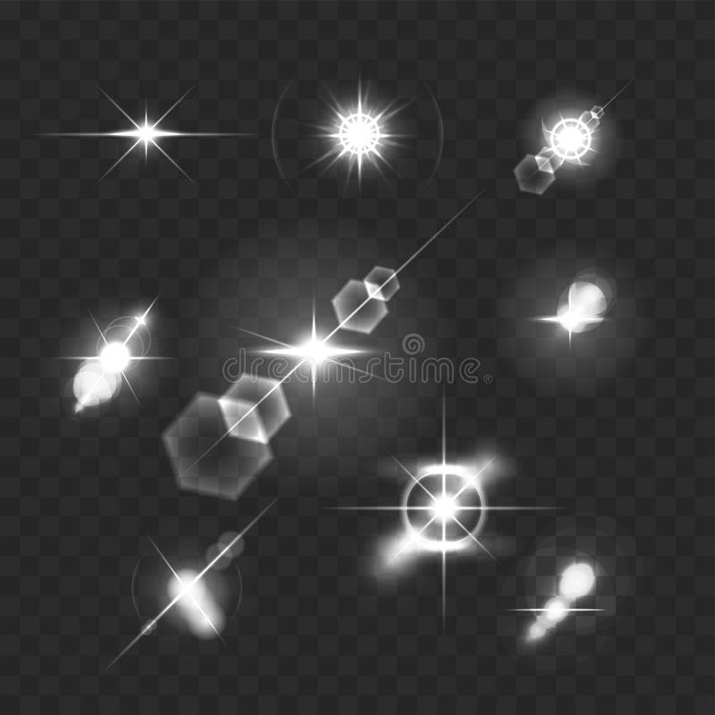 Realistic Lens Flare Elements Collection Stock Vector - Illustration of ...