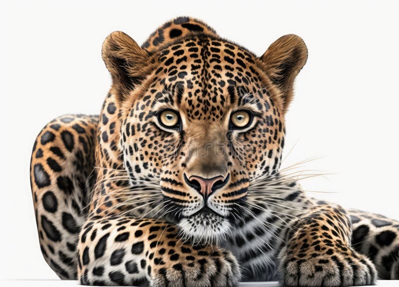 Realistic Leopard on White Background for Posters and Web. Stock ...