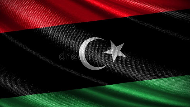 Libya Flag with Realistic Silky Wave Texture Stock Illustration ...