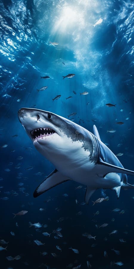 Realistic Lifelike Rendering of a Powerful Shark in the Ocean Stock ...