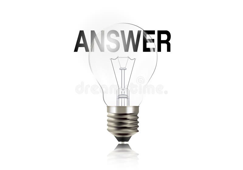 Realistic Light Bulb with Answer Text. Business Concept of Problem ...