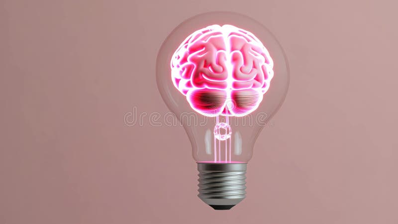 A Realistic Light Bulb Rotates on a Pink Background, Gradually ...