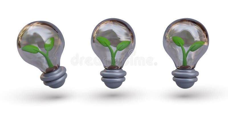 Realistic Light Bulb with Sprout Inside. Symbol of Green Energy ...