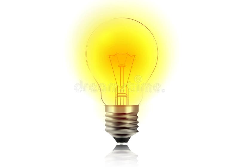 Realistic Warm Light Bulb Illustration. Concept of Success, Solution ...
