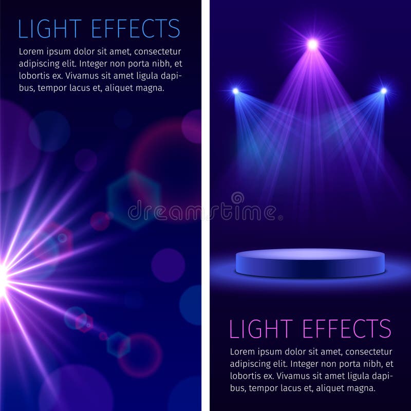Realistic Light Effects Banner Set Stock Illustration - Illustration of ...