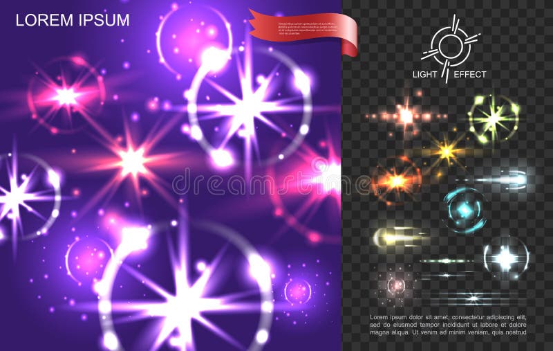Realistic Light Effects Bright Composition Stock Vector - Illustration ...