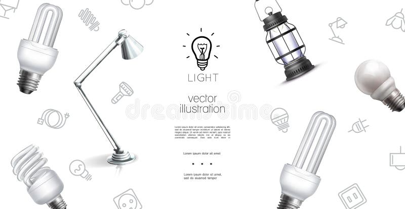 Realistic Lighting Objects Template Stock Vector - Illustration of home ...