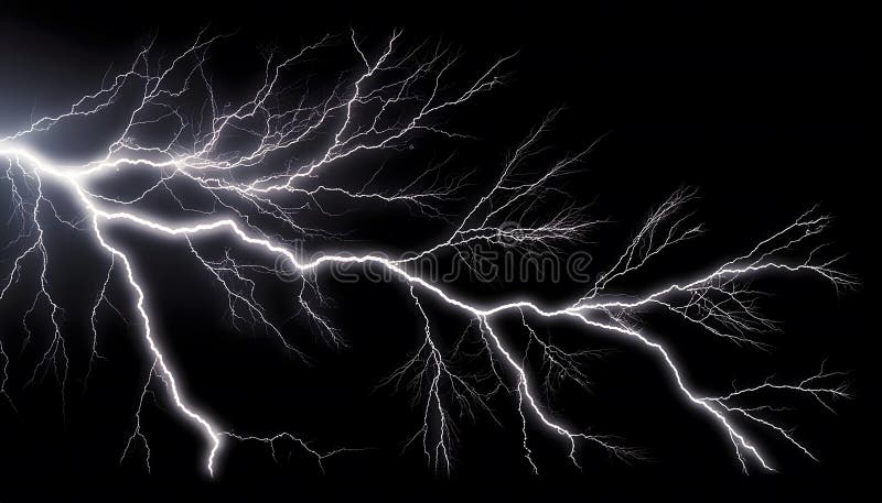 Realistic Lightning Effect Overlay – Isolated Electric Storm Bolt on ...