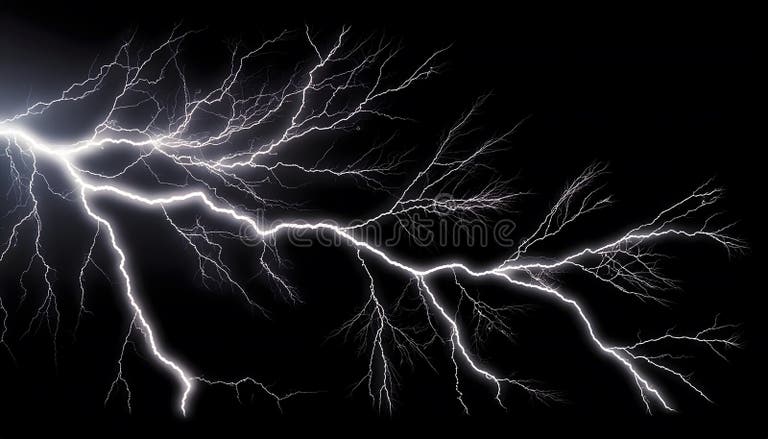 Realistic Lightning Effect Overlay – Isolated Electric Storm Bolt on ...