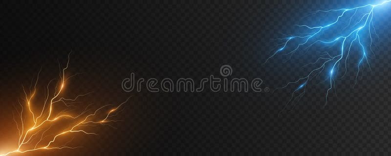 Realistic Lightning Isolated on Dark Transparent Background ...