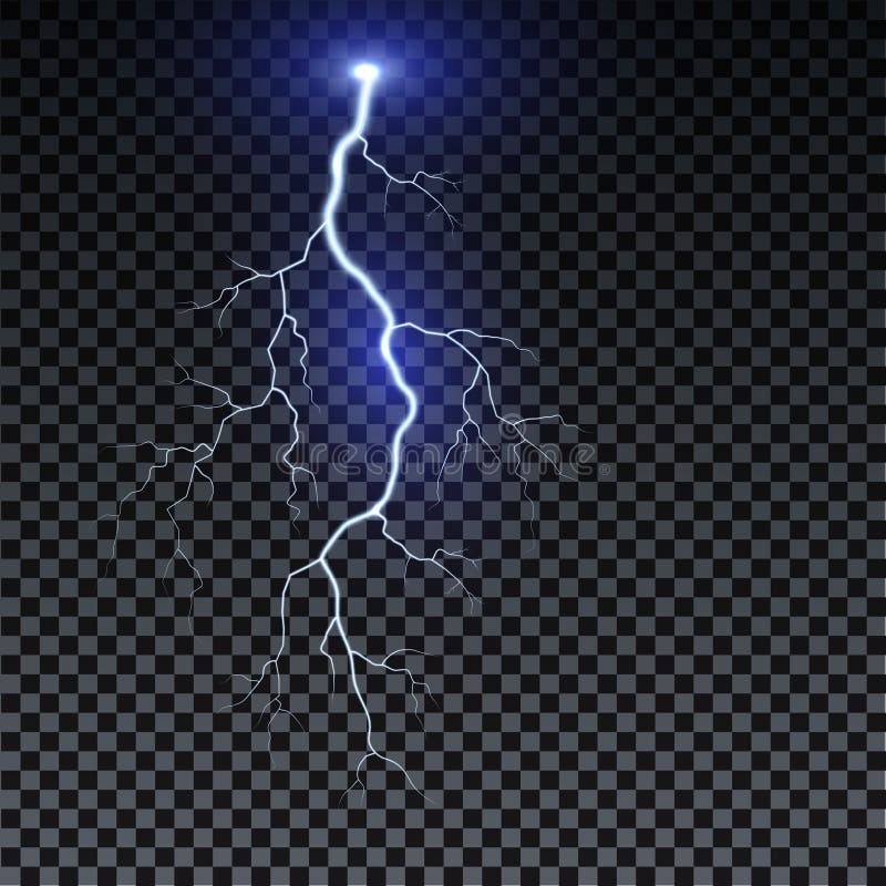 Realistic Lightning. Thunder Spark Light on Transparent Background ...