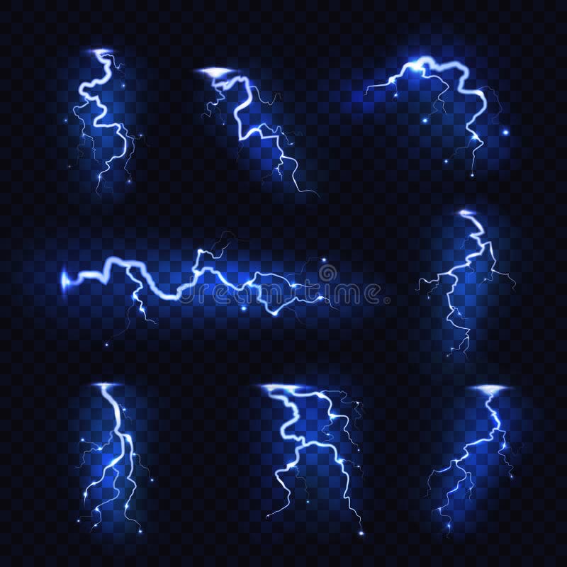 Realistic Lightnings. Blitz Lightning Thunder Light Sparks Storm Flash ...