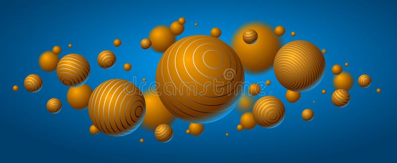 Realistic Lined Spheres Vector Illustration, Abstract Background with ...