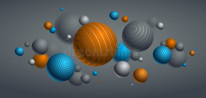 Realistic Lined Spheres Vector Illustration, Abstract Background with ...