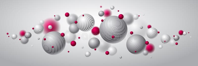 Realistic Lined Spheres Vector Illustration, Abstract Background with ...