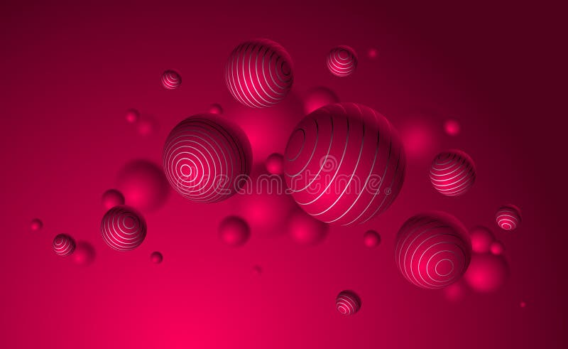 Realistic Lined Spheres Vector Illustration, Abstract Background with ...