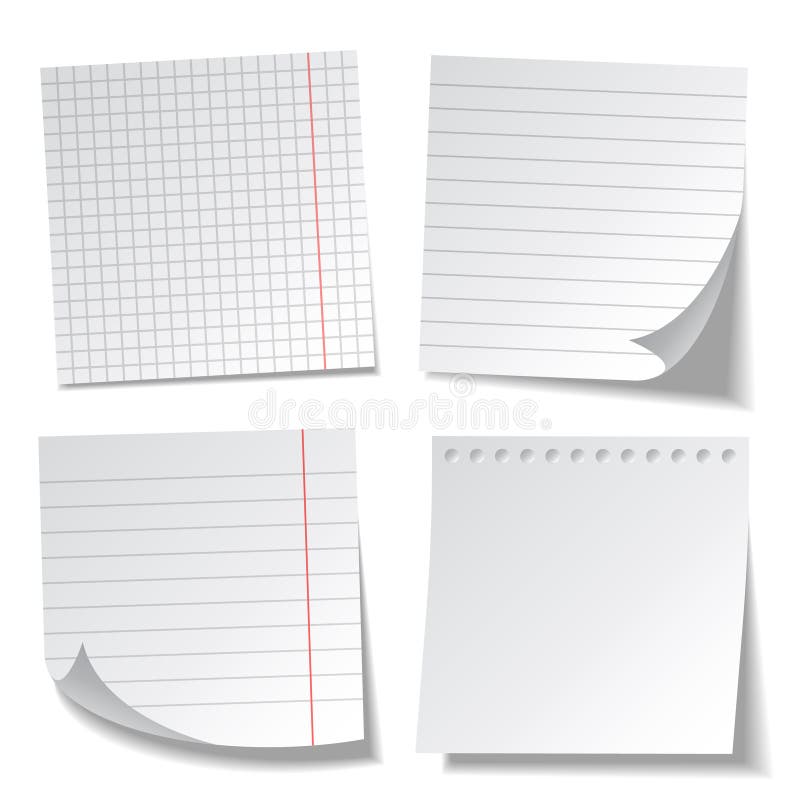 Realistic Lined Sticky Notes. Blank Note Paper Sheets. Information ...