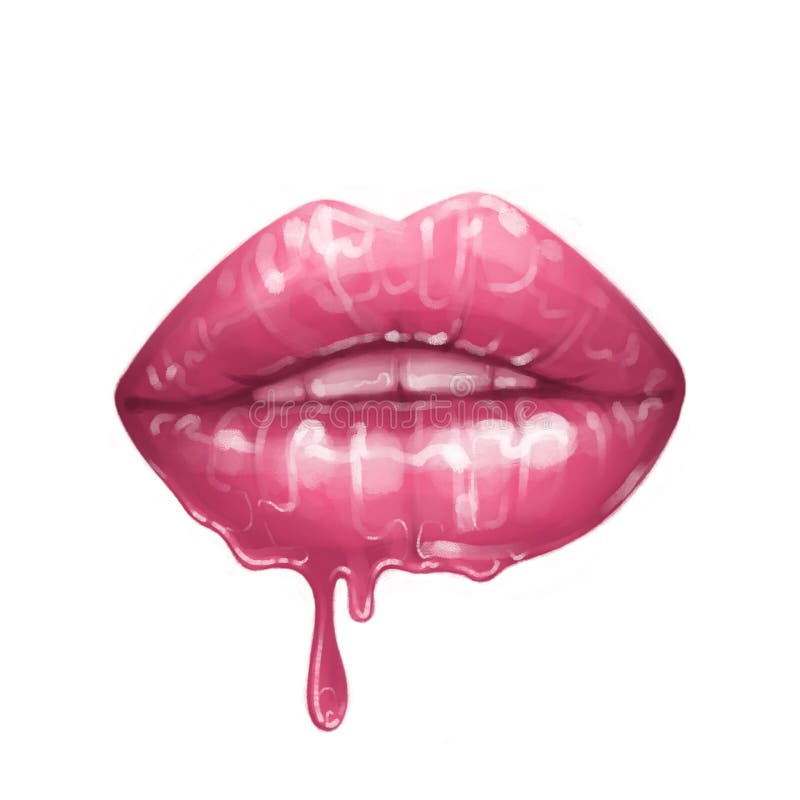Turquoise Lips Isolated On White Realistic 3d Illustration Stock
