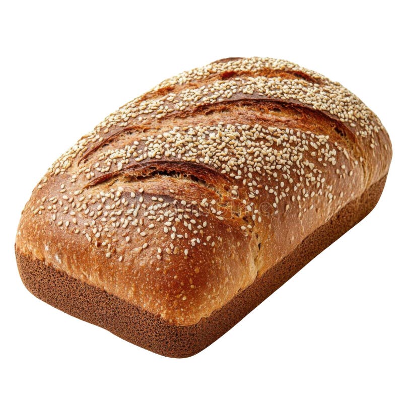 Realistic Loaf of Bread with Sesame Seeds on Transparent or White ...