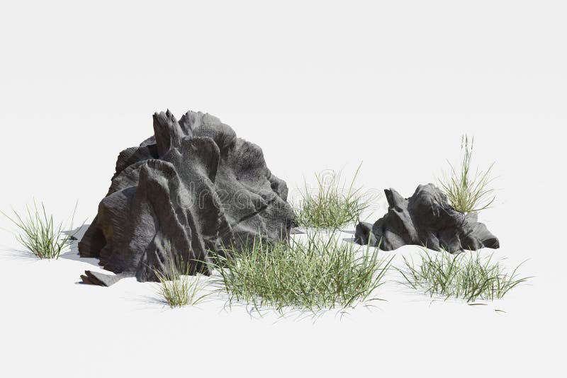 Realistic Looking Rocks and Grass, Created with 3D Rendering Stock ...