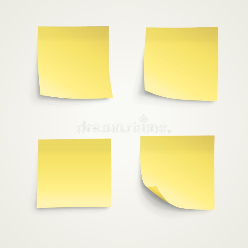Realistic Looking Yellow Sticky Notes Stock Vector - Illustration of ...