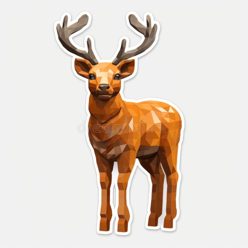 Realistic Low Poly Deer Sticker with 3d Texture Stock Illustration ...