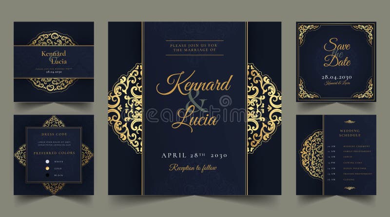 Realistic Luxury Golden Wedding Ig Post Vector Design Illustration ...