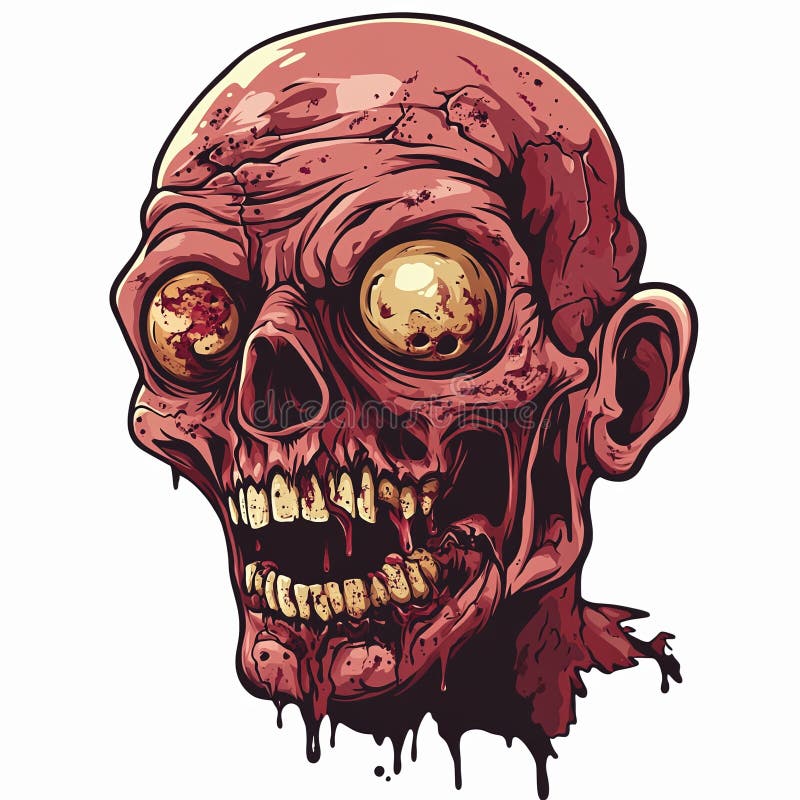 Realistic Mad Zombie Head with Exaggerated Features and Grotesque ...