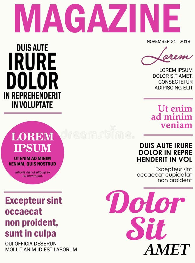 Realistic Magazine Front Page Template Stock Illustration ...