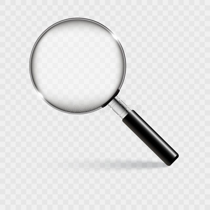 Realistic Magnifying Glass on Transparent Background. Vector ...
