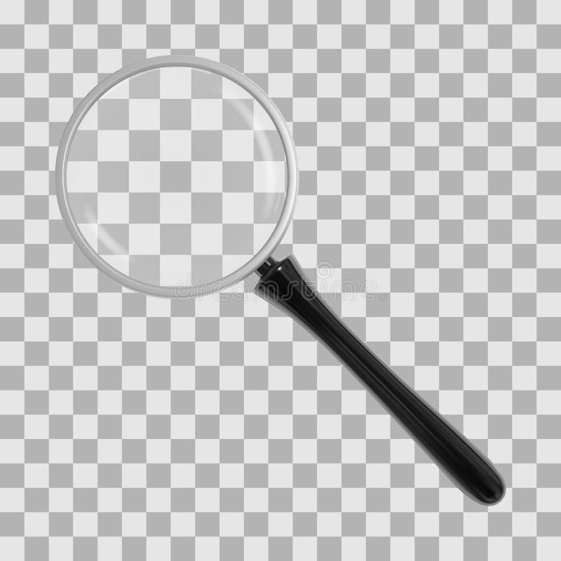 Realistic Magnifying Glass with Transparent Lens and Black Glossy ...