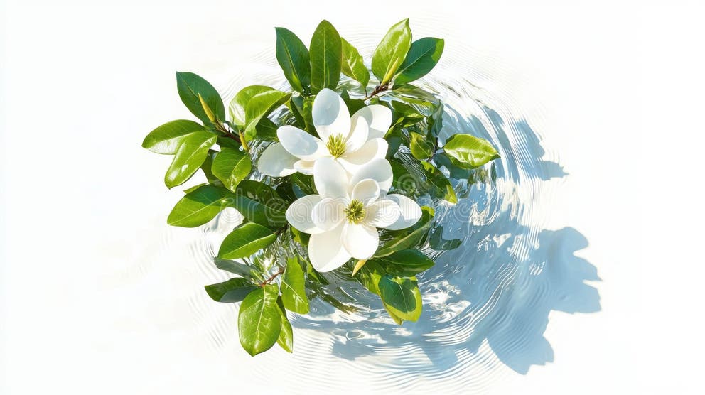 Realistic Magnolia Tree Reflection in Water for Nature Design Stock ...