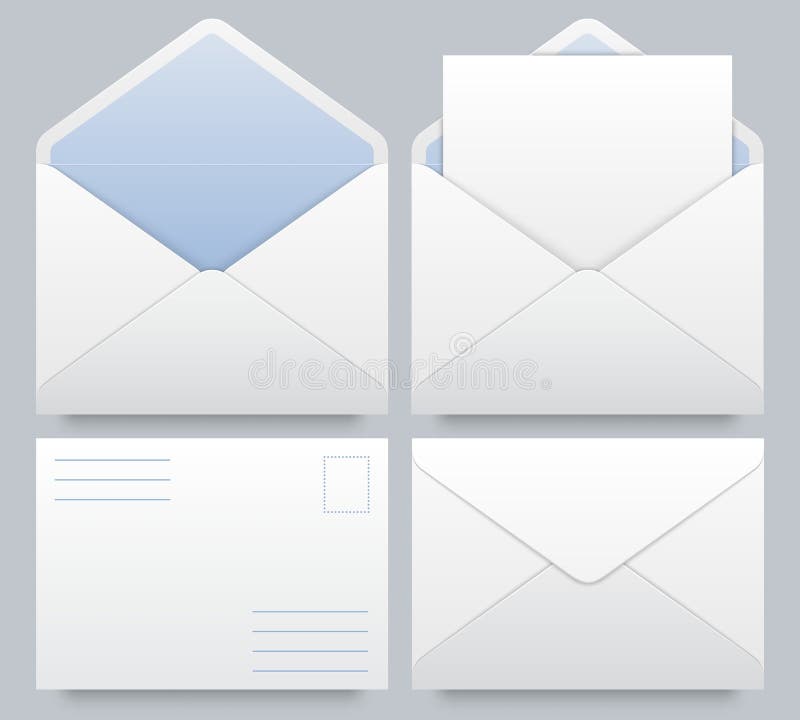Realistic Mail Envelopes Mockup. Message Postal Mail Stock Vector ...