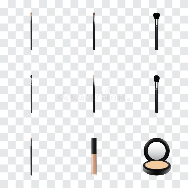 Realistic Make-Up Product, Brow Makeup Tool, Cover and Other Vector ...