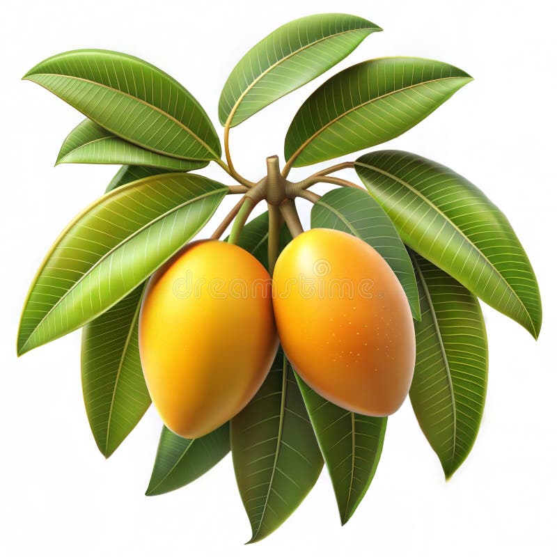 Realistic Mango Tree with Ripe Golden Fruits - Golden Mango Fruits on a ...