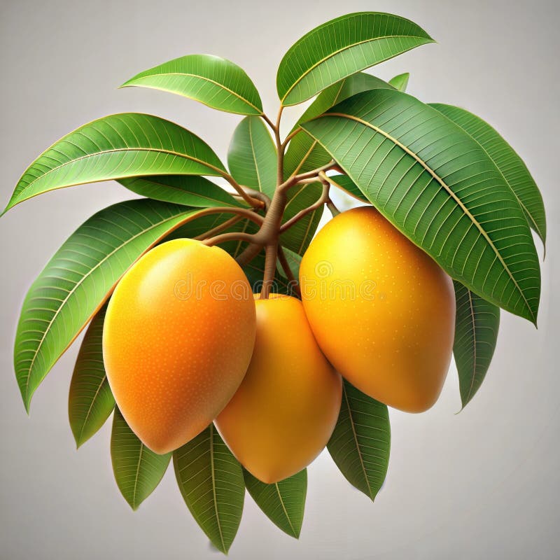 Realistic Mango Tree with Ripe Golden Fruits - Golden Mango Fruits on a ...