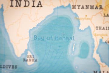 The Realistic Map of Bay of Bengal. Stock Image - Image of flag ...