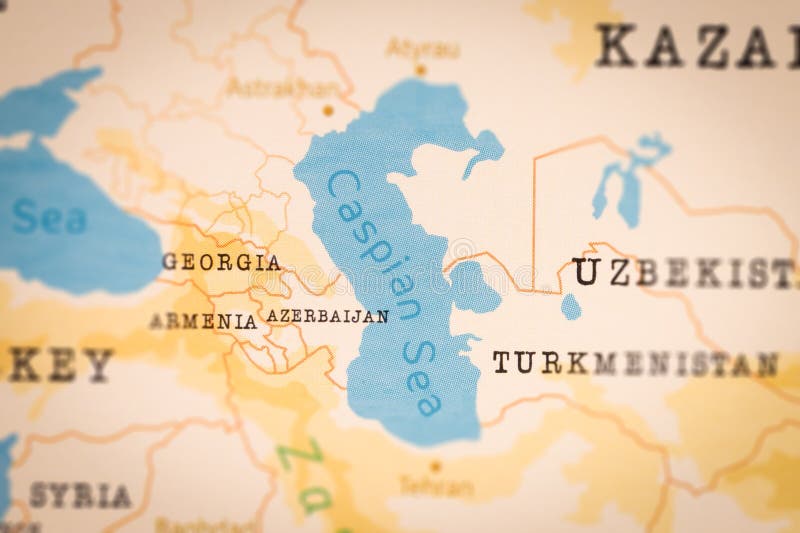 The Realistic Map of Caspian Sea. Stock Image - Image of international ...