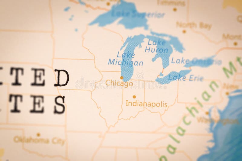 The Realistic Map of Chicago. Stock Image - Image of national, world ...