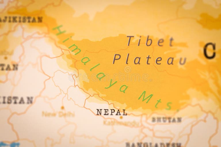 The Realistic Map of Himalaya Mountains. Stock Photo - Image of border ...