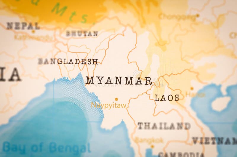The Realistic Map of Myanmar. Stock Image - Image of realistic, world ...