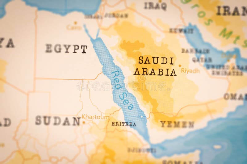 The Realistic Map of Red Sea. Stock Illustration - Illustration of ...