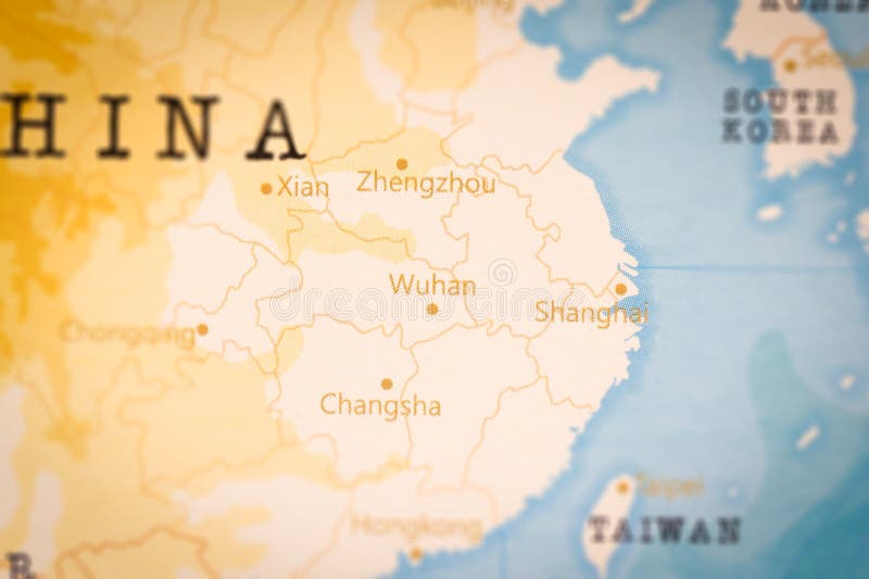 The Realistic Map of Wuhan. Stock Image - Image of border, paper: 280130135
