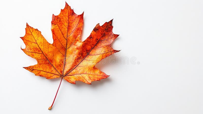 Realistic Maple Leaf on the Left Against a White Backdrop Stock ...