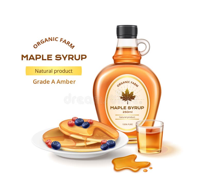 Realistic Maple Syrup Composition Stock Vector - Illustration of cover ...