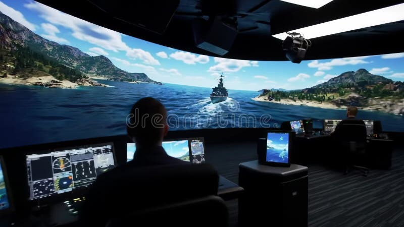 A Realistic Maritime Simulation in a High-tech Control Room, Showcasing ...