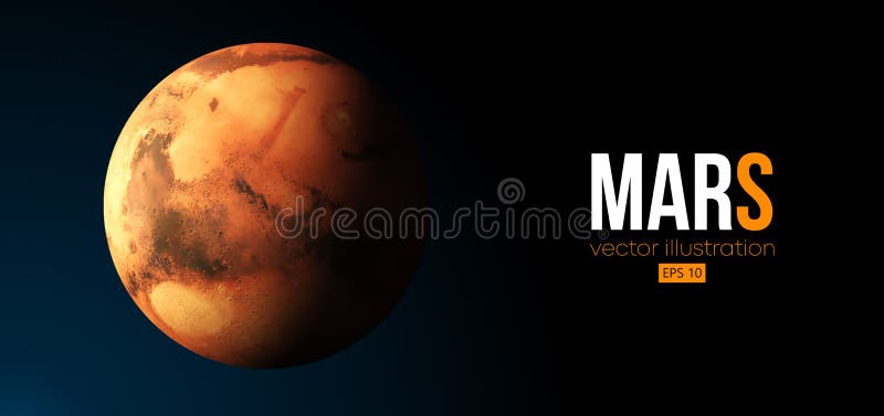 Realistic Mars Planet. View from Outer Space, Stars Around the Planet ...